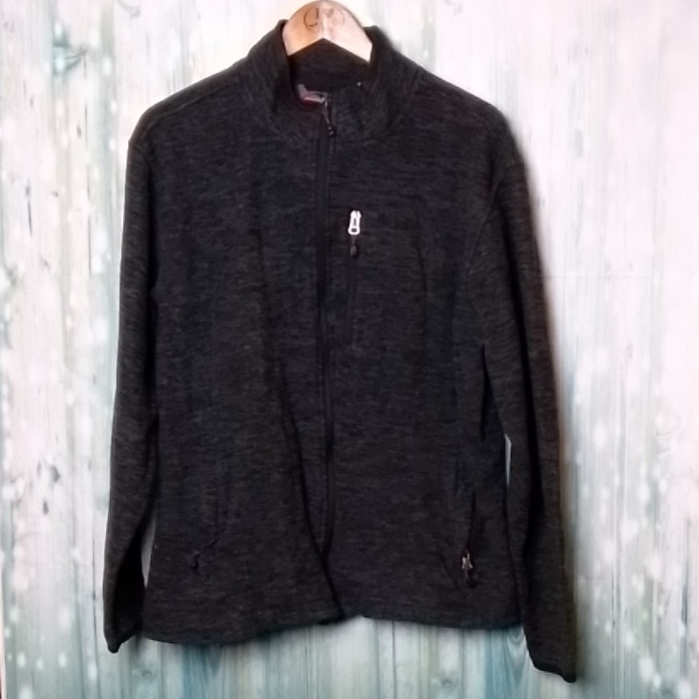 Free Country Fleece Full Zip Dark & Light Gray Medium - Gem